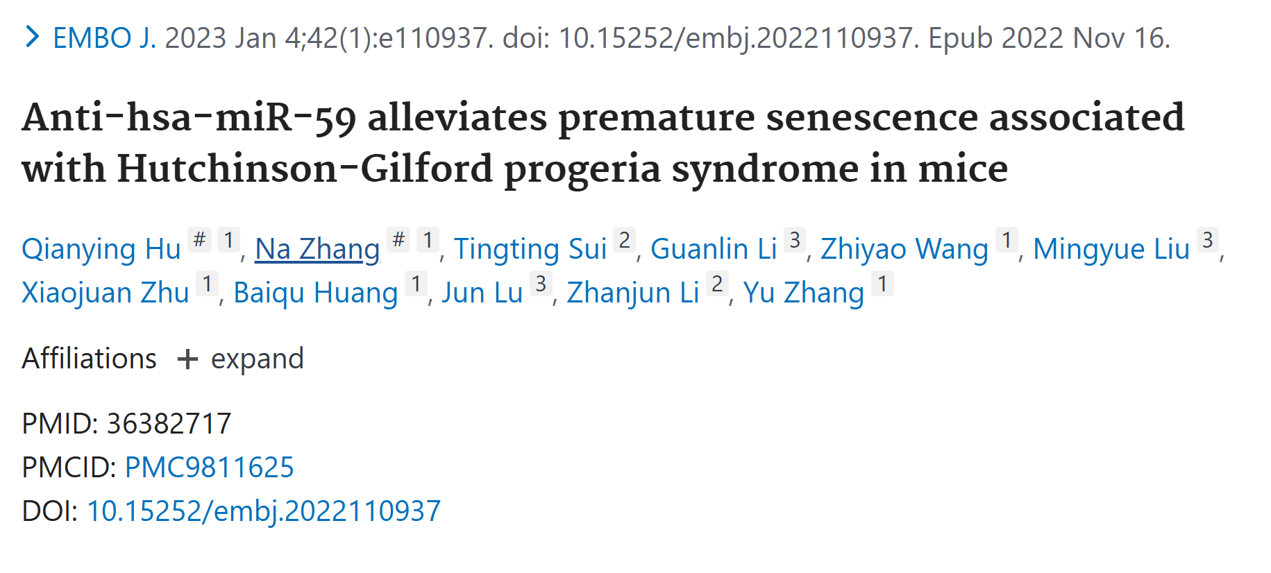 文献解析|抗hsa-miR-59：为治疗Hutchinson-Gilford早衰综合症提供新策略-上海优宁维生物科技股份有限公司