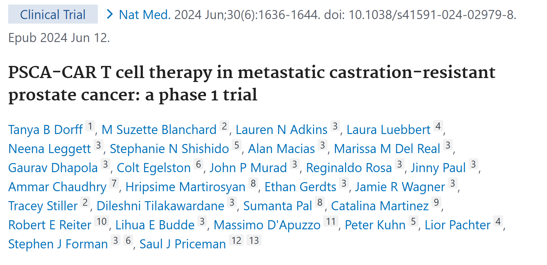 文献解析|PSCA-CAR T细胞疗法在转移性去势抵抗性前列腺癌中的突破性进展：Ⅰ期临床试验解析